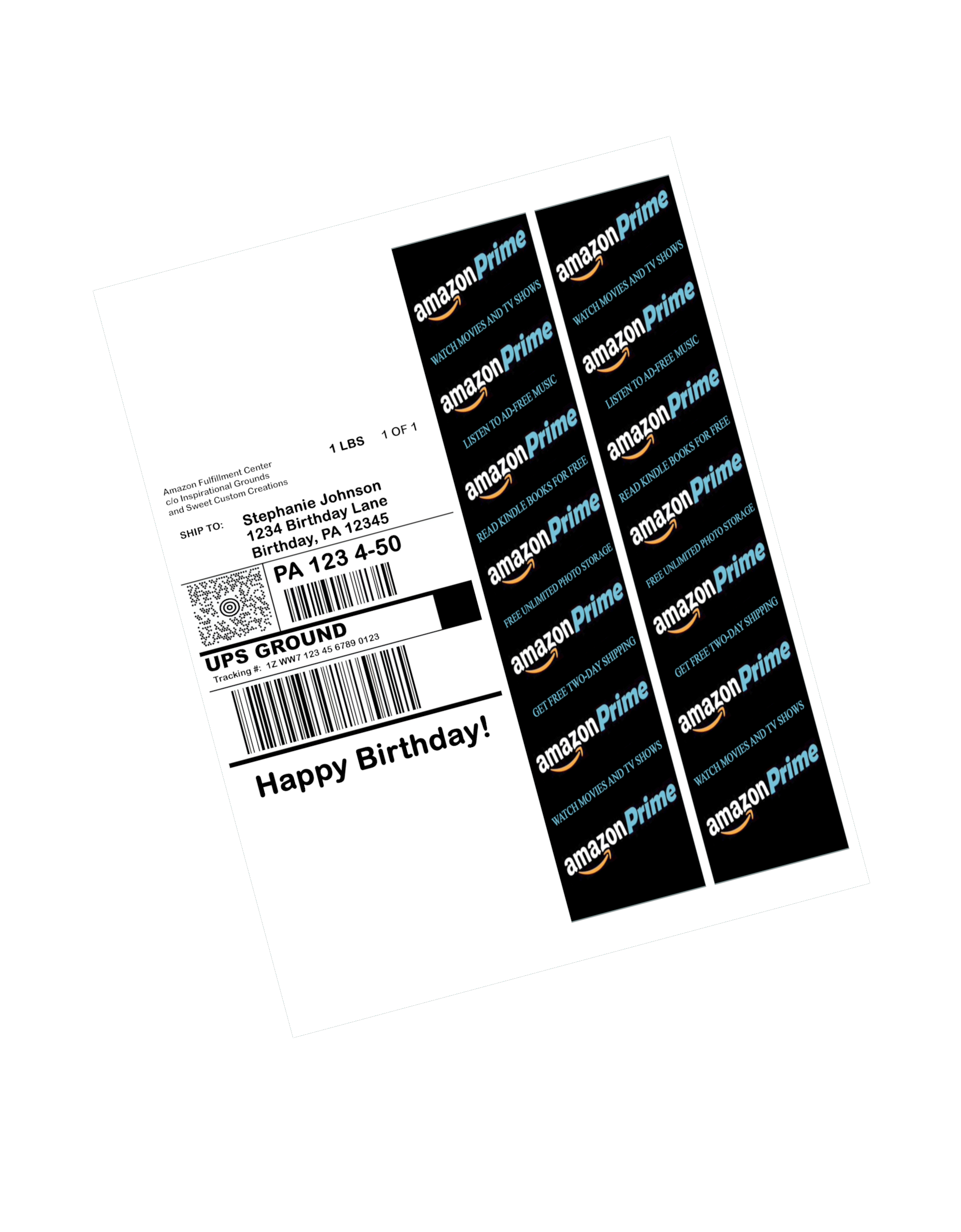 Amazon Prime UPS Ground Label Edible Image Frosting Sheet Sheet #1 (3 ...