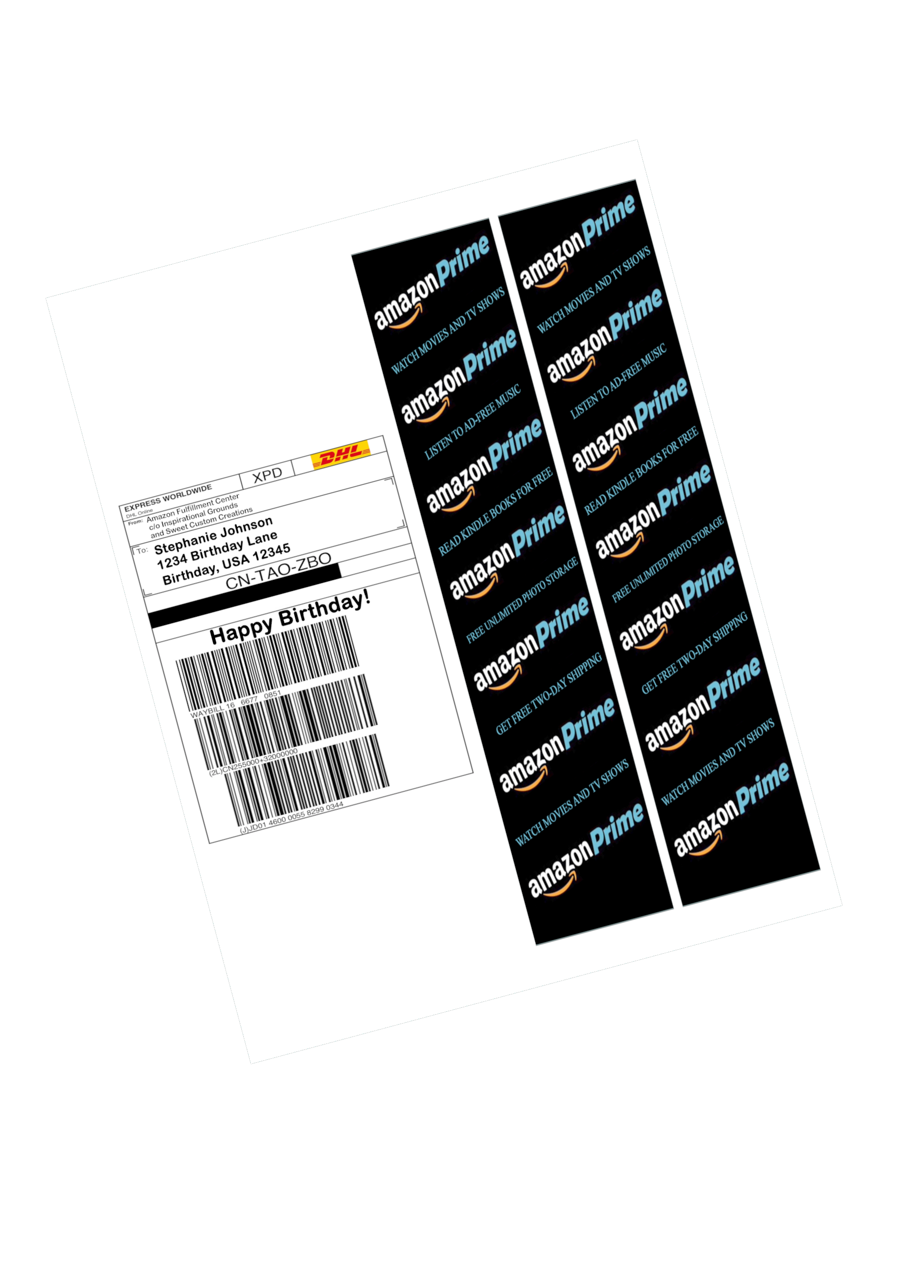 Amazon Prime DHL Label Edible Image Frosting Sheet Sheet #1 (3 sizes ...
