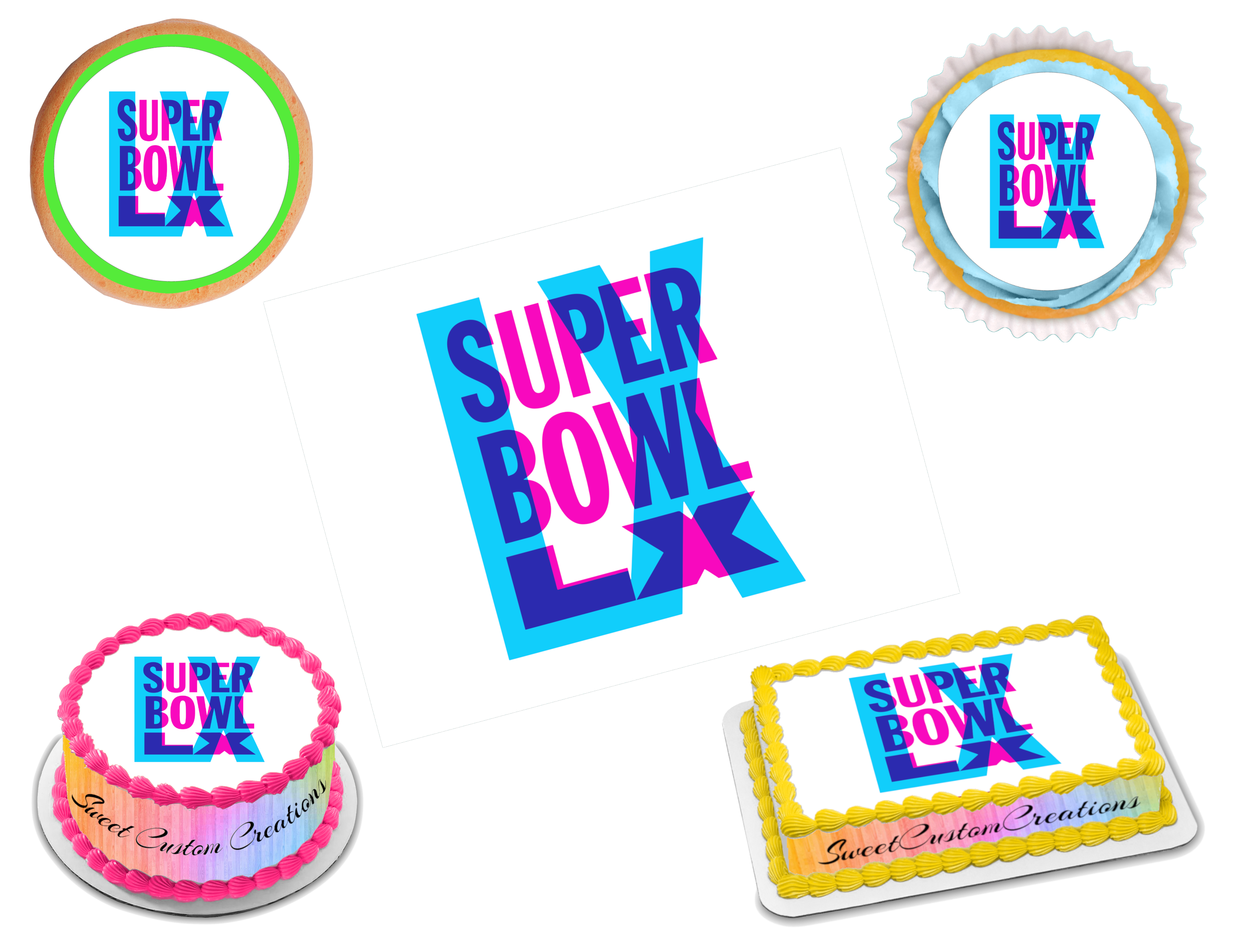 Super Bowl 60 LX 2026 Edible Image Frosting Sheet #2 (80+ sizes ...
