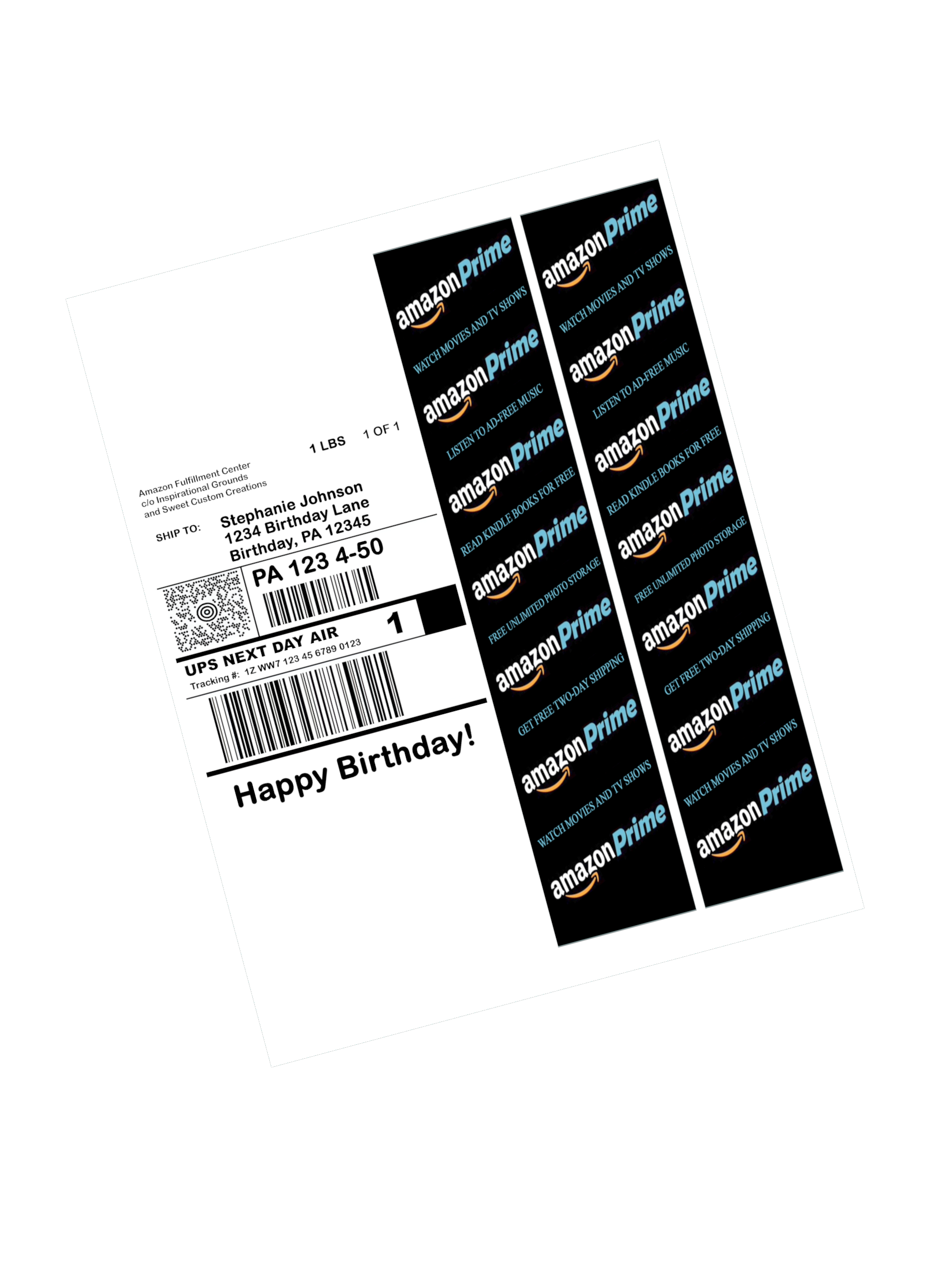 Amazon Prime UPS Next Day Label Edible Image Frosting Sheet #5 (3 size ...