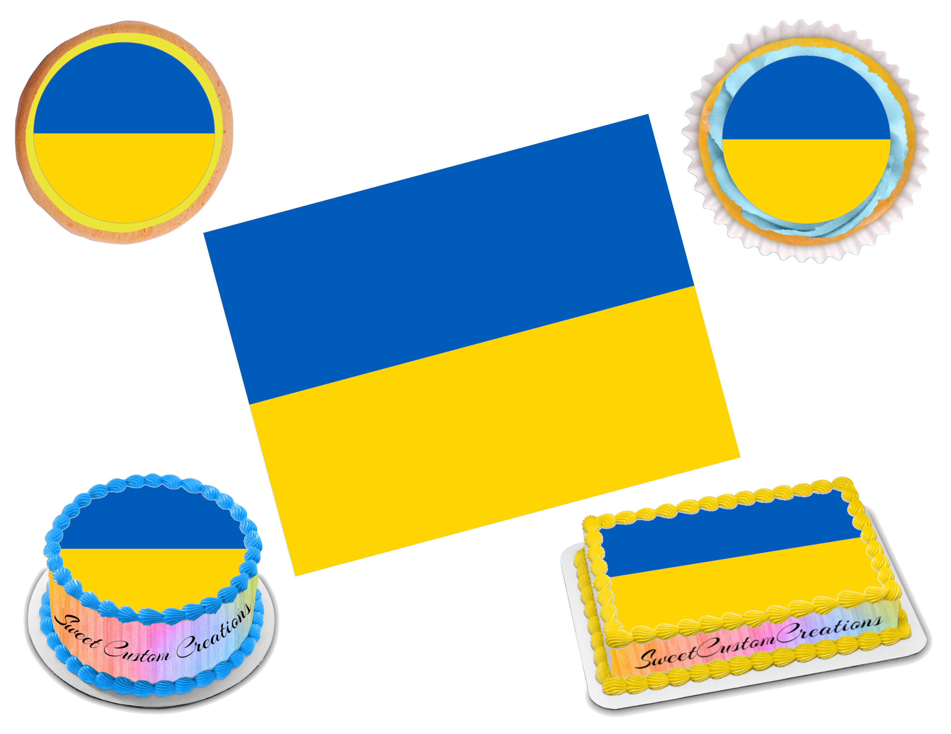 Ukraine Flag Edible Image Frosting Sheet #2 (80+ sizes) – Sweet Custom ...