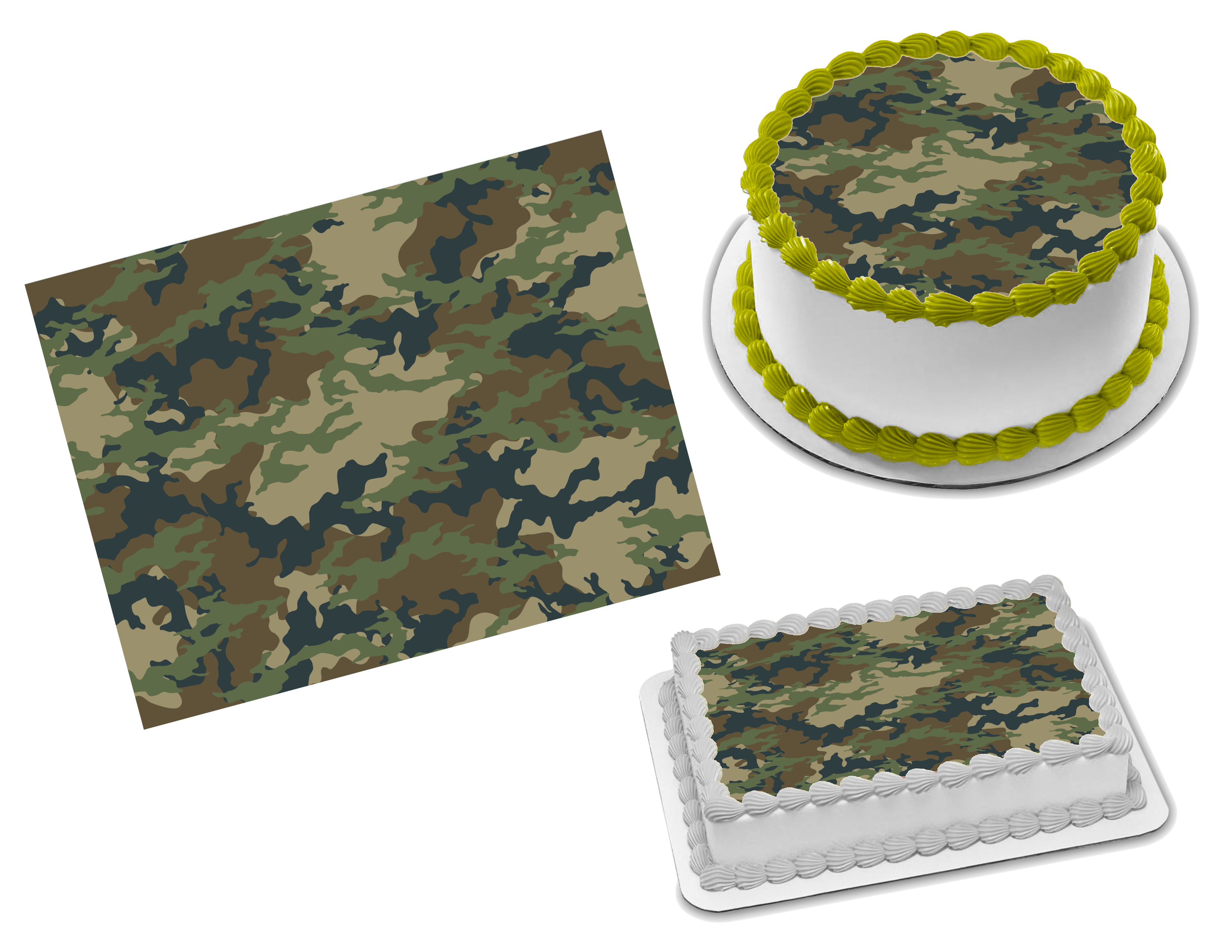 Camouflage Edible Image Frosting Sheet #3 Topper (80+ sizes) – Sweet ...