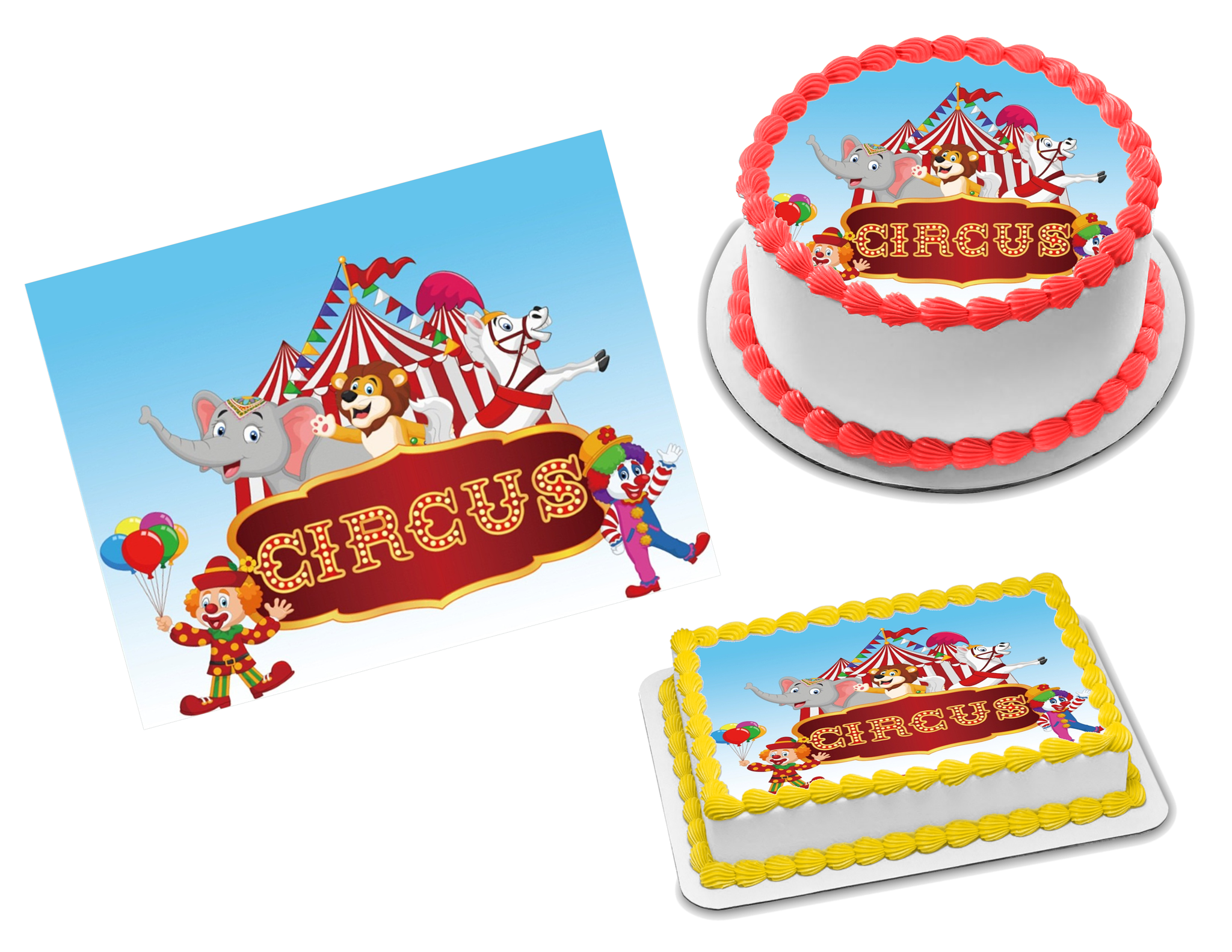 Circus Edible Image Frosting Sheet #3 Topper (80+ sizes) – Sweet Custom ...