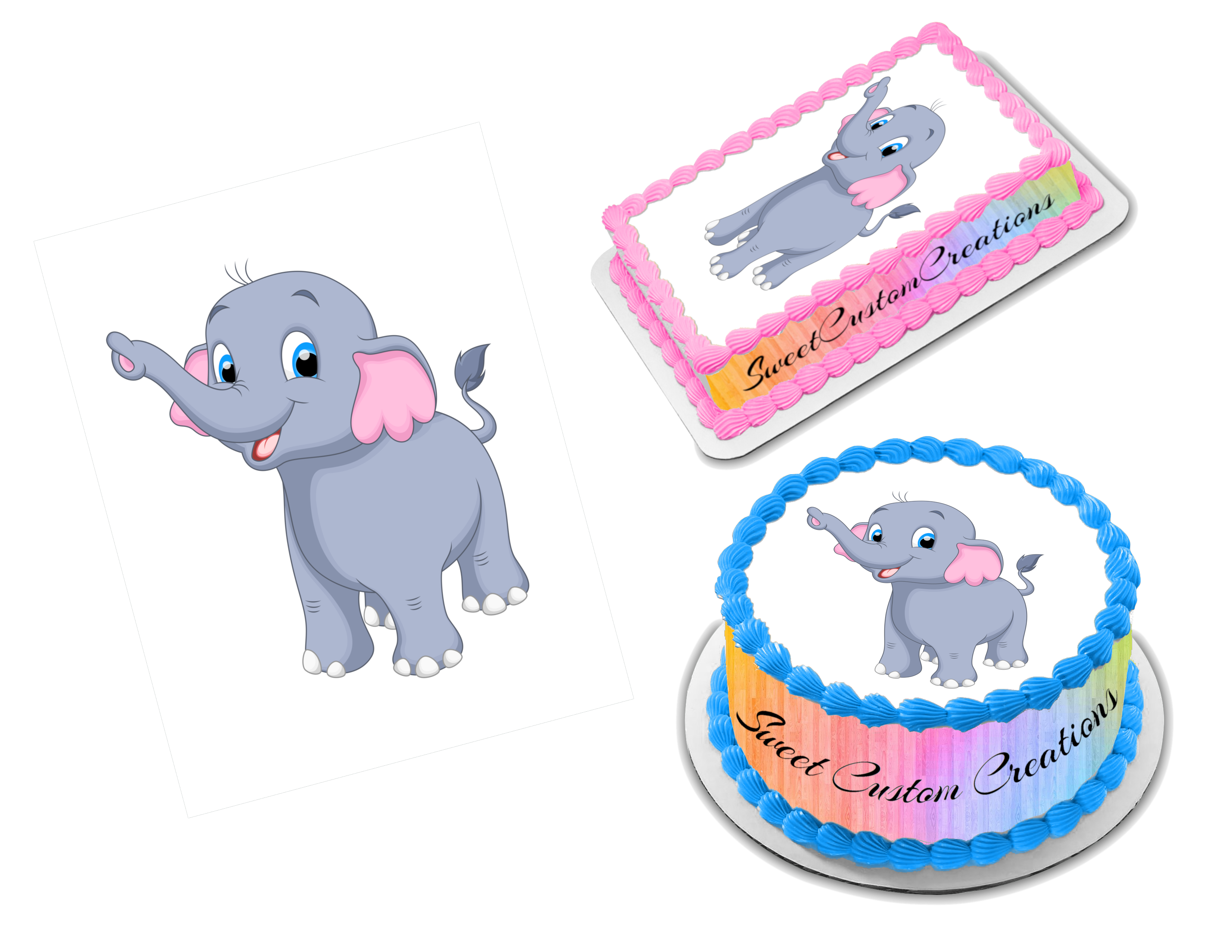 Elephant Edible Image Frosting Sheet #4 Topper (80+ sizes) – Sweet ...
