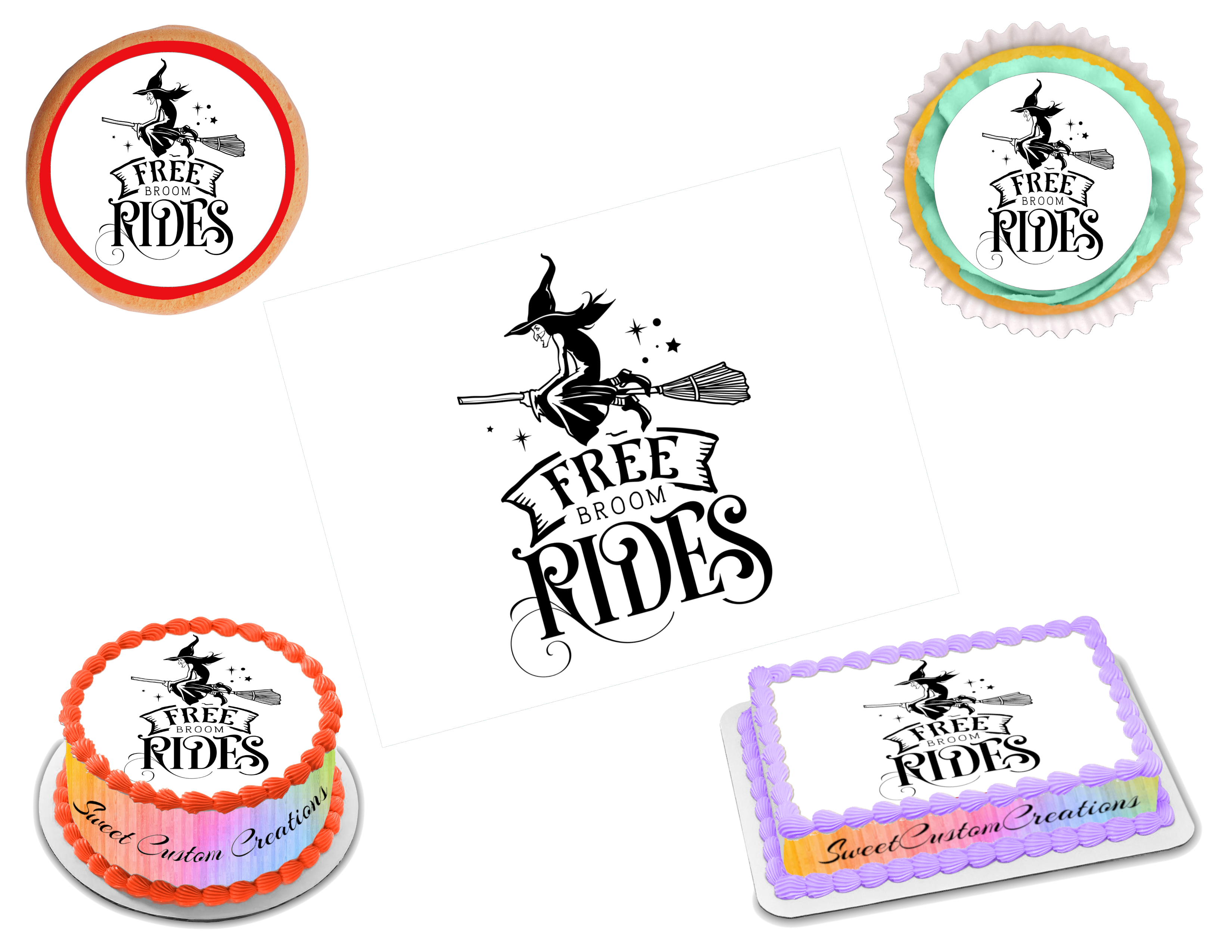 Witch Free Broom Rides Halloween Edible Image Frosting Sheet #4 (80+ s ...